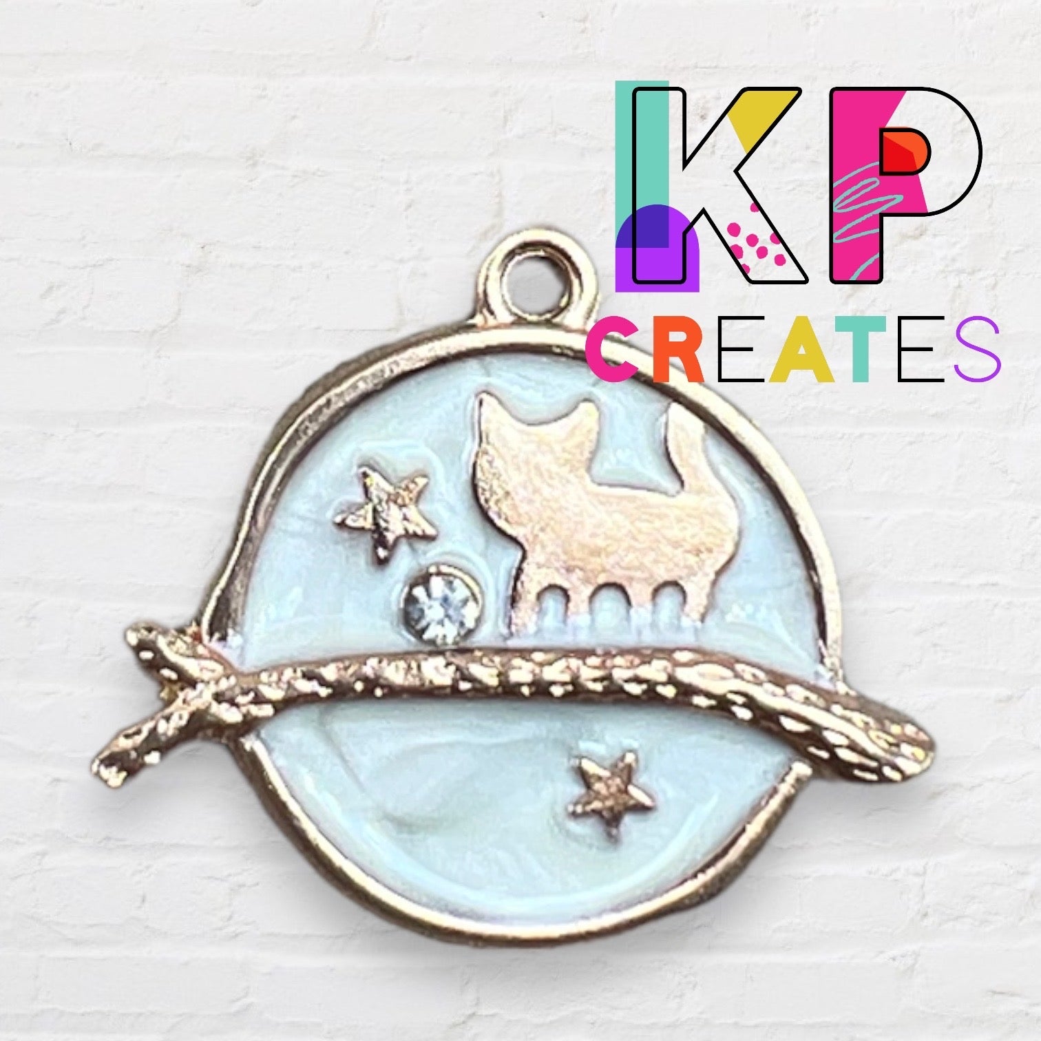 Cat Over the Moon Enamel Charm – KP Creates